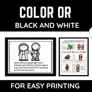 Deborah and Barak Bible Story Sequencing Cards for Sunday School ...