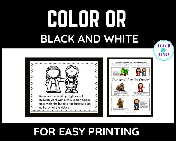 Deborah and Barak Bible Story Sequencing Cards for Sunday School ...