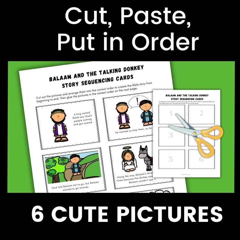 Balaam and the Talking Donkey Bible Story Sequencing Cards for Sunday ...