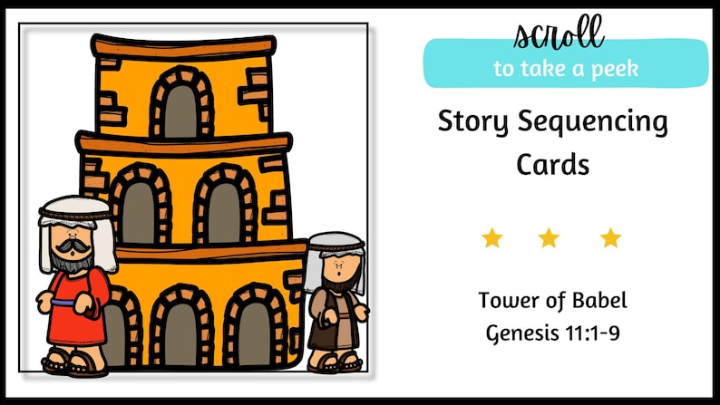 The Tower of Babel Bible Story Sequencing Cards for Sunday School ...