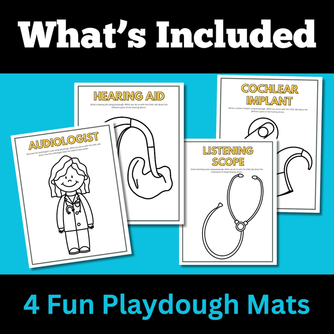 Hearing Aid Play Dough Mats Listening Activity for Preschool Kids and ...