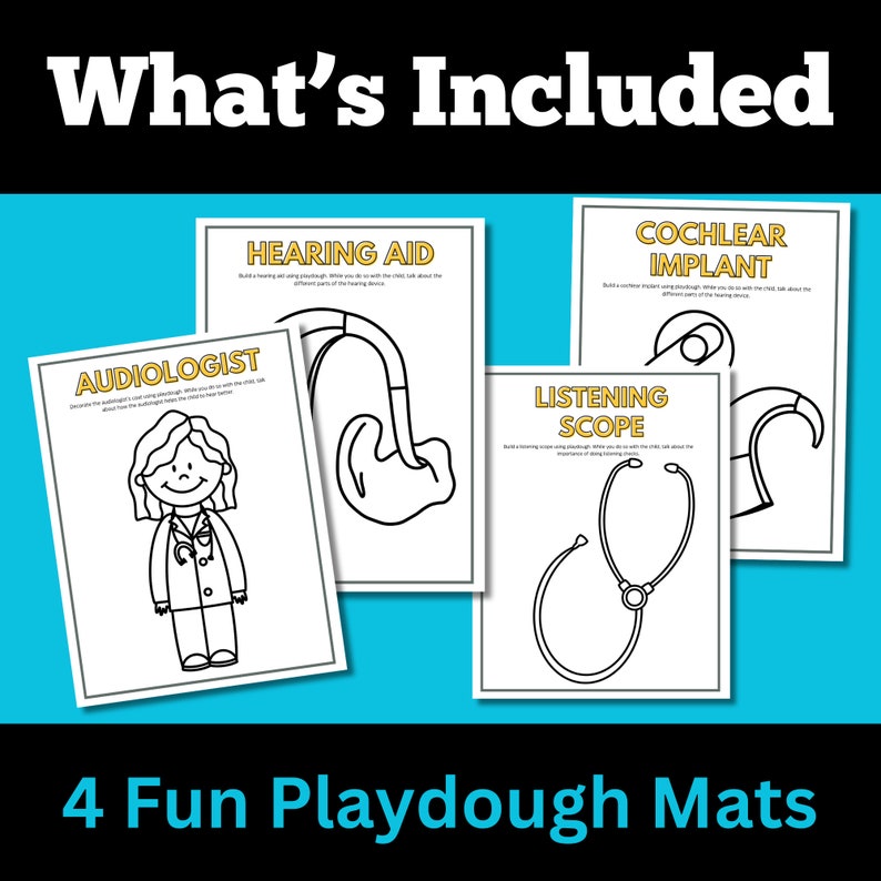 Hearing Aid Play Dough Mats Listening Activity for Preschool Kids and ...