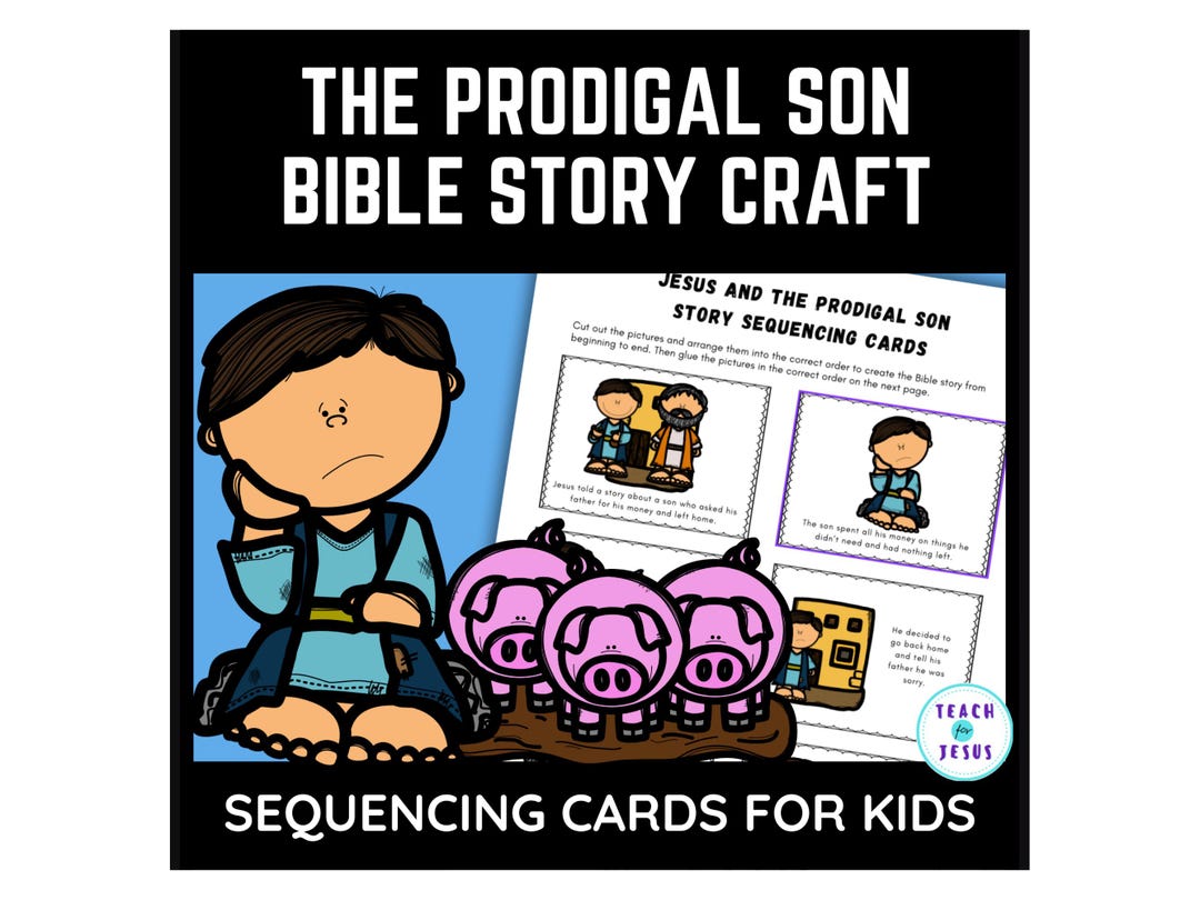 Jesus and the Prodigal Son Bible Story Sequencing Cards for Kids Sunday ...