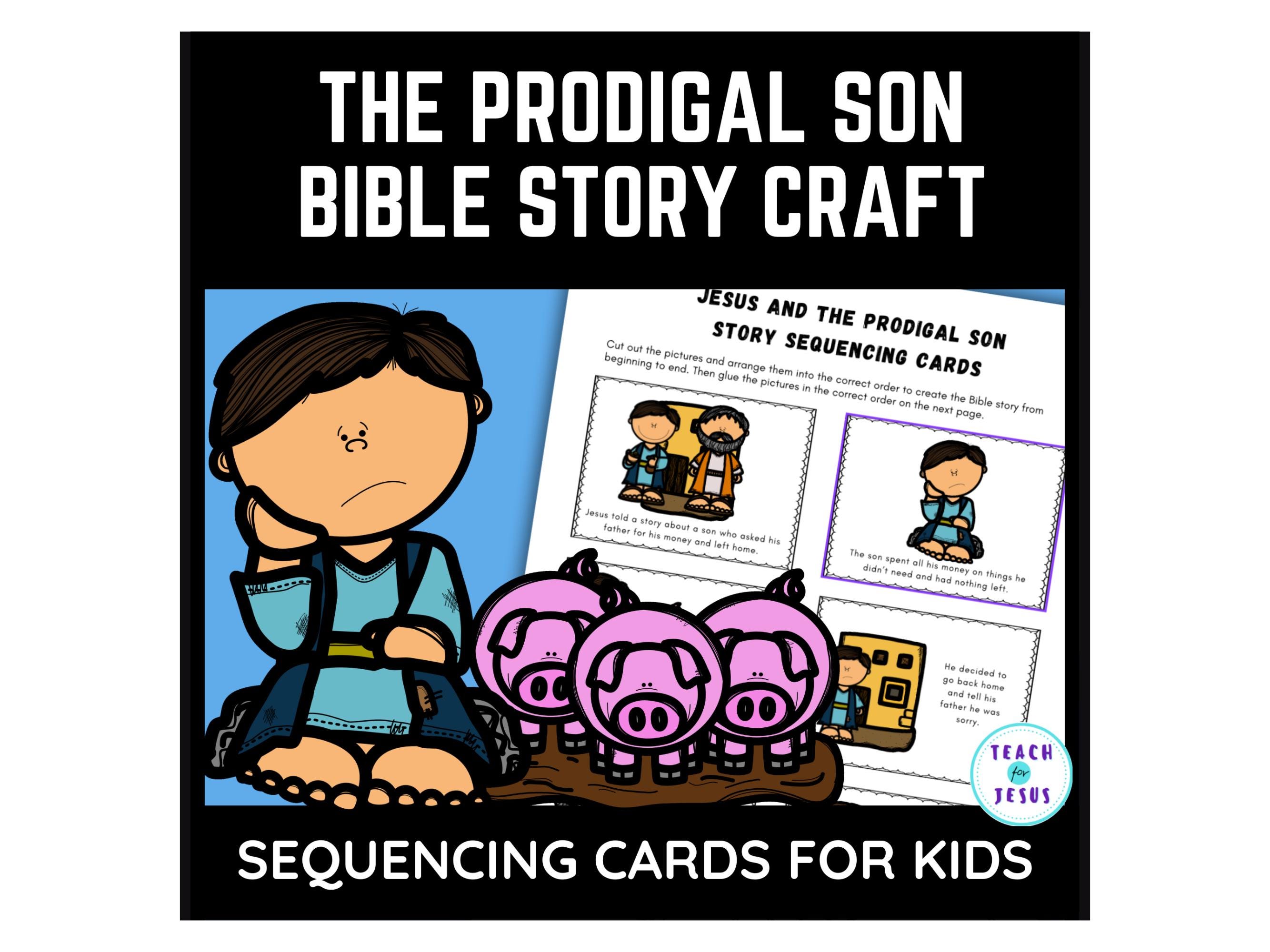 Jesus and the Prodigal Son Bible Story Sequencing Cards for Kids Sunday ...