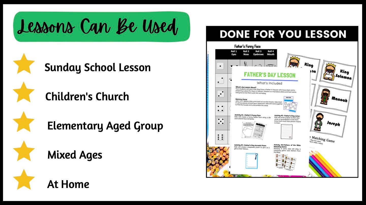 Father's Day Lesson for Sunday School Bible Lesson With a Gift for Dad ...