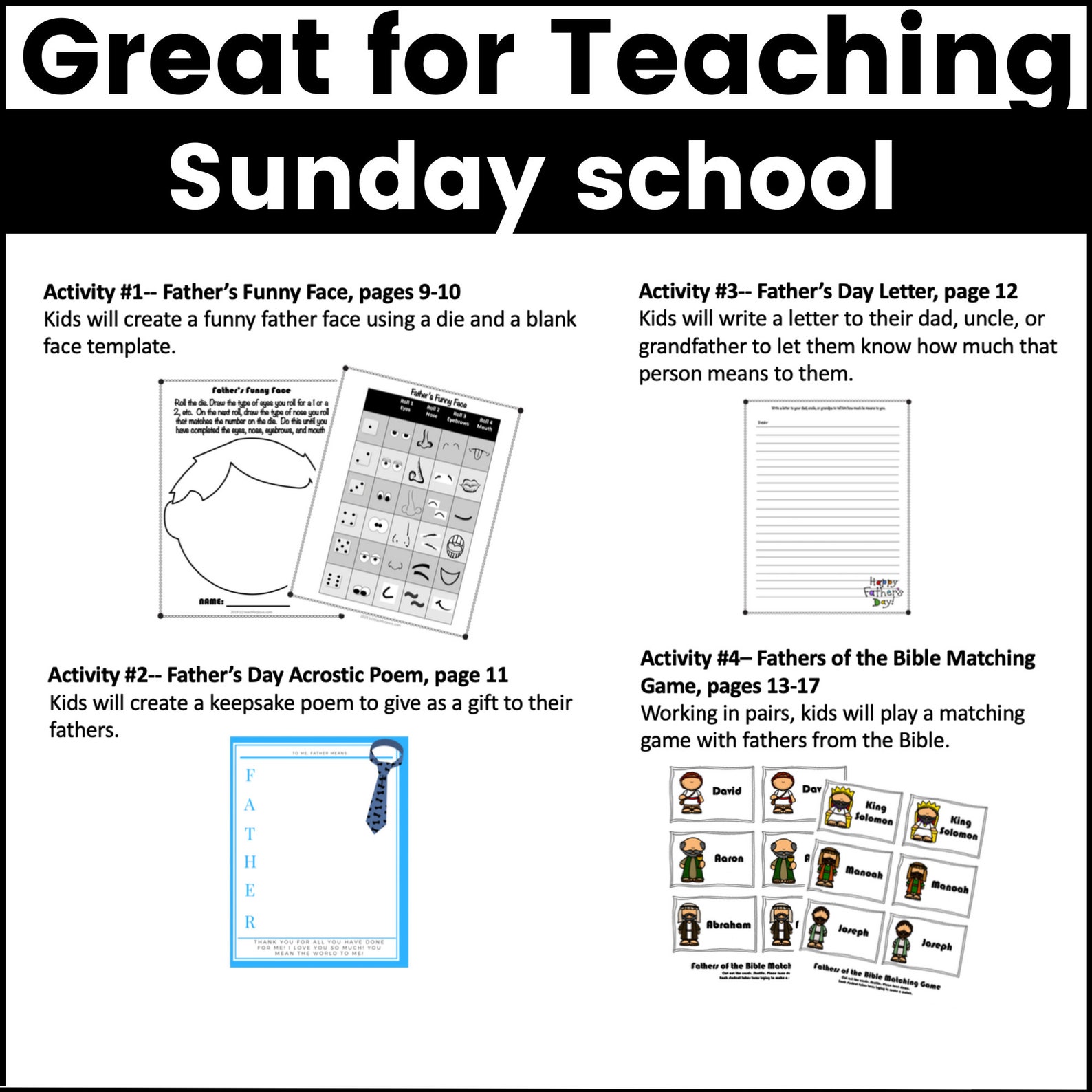 Father's Day Lesson for Sunday School Bible Lesson in June - Etsy