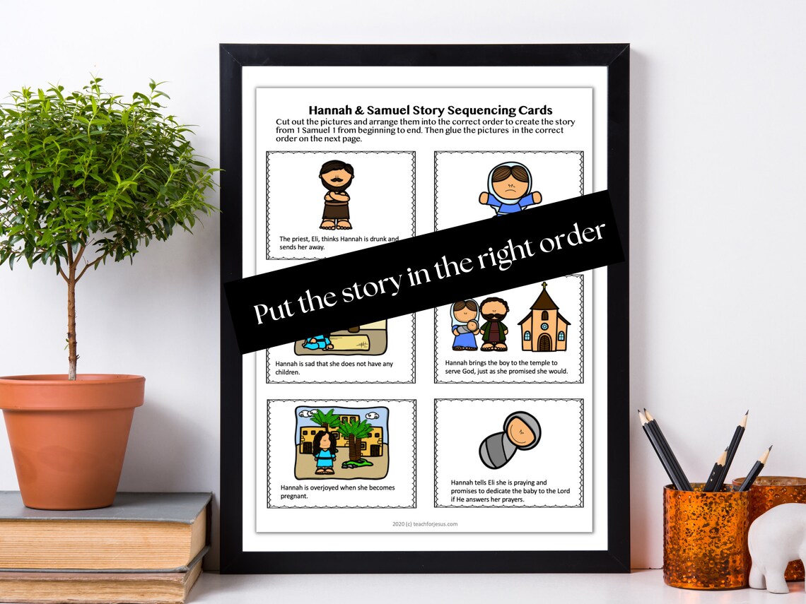 Hannah and Samuel Bible Story Sequencing Cards for Sunday School ...