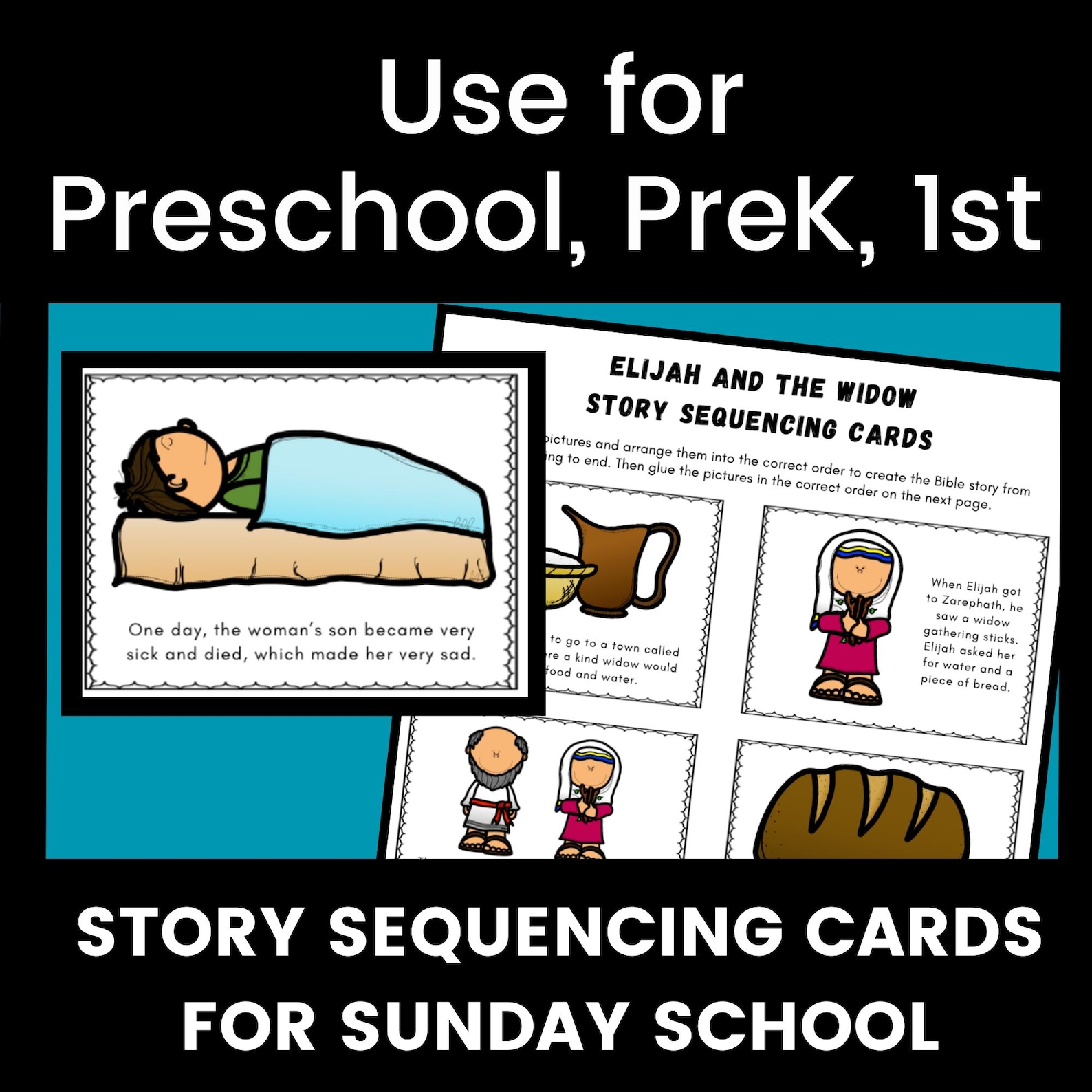 Elijah and the Widow Easy Bible Craft and Story Sequencing Cards for ...