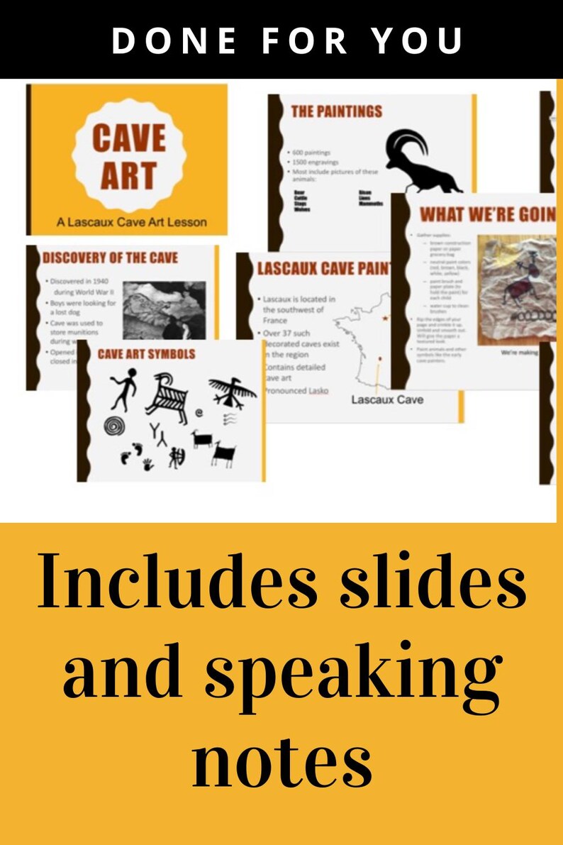 Lascaux Cave History and Art Lesson Easy Art Lesson for Elementary or ...