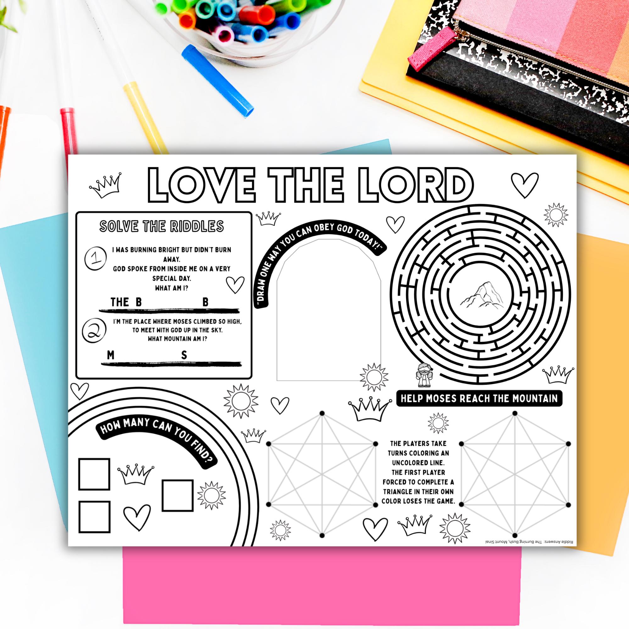 Kids Bible Activity Placemat Bundle Printables - Children Bible ...