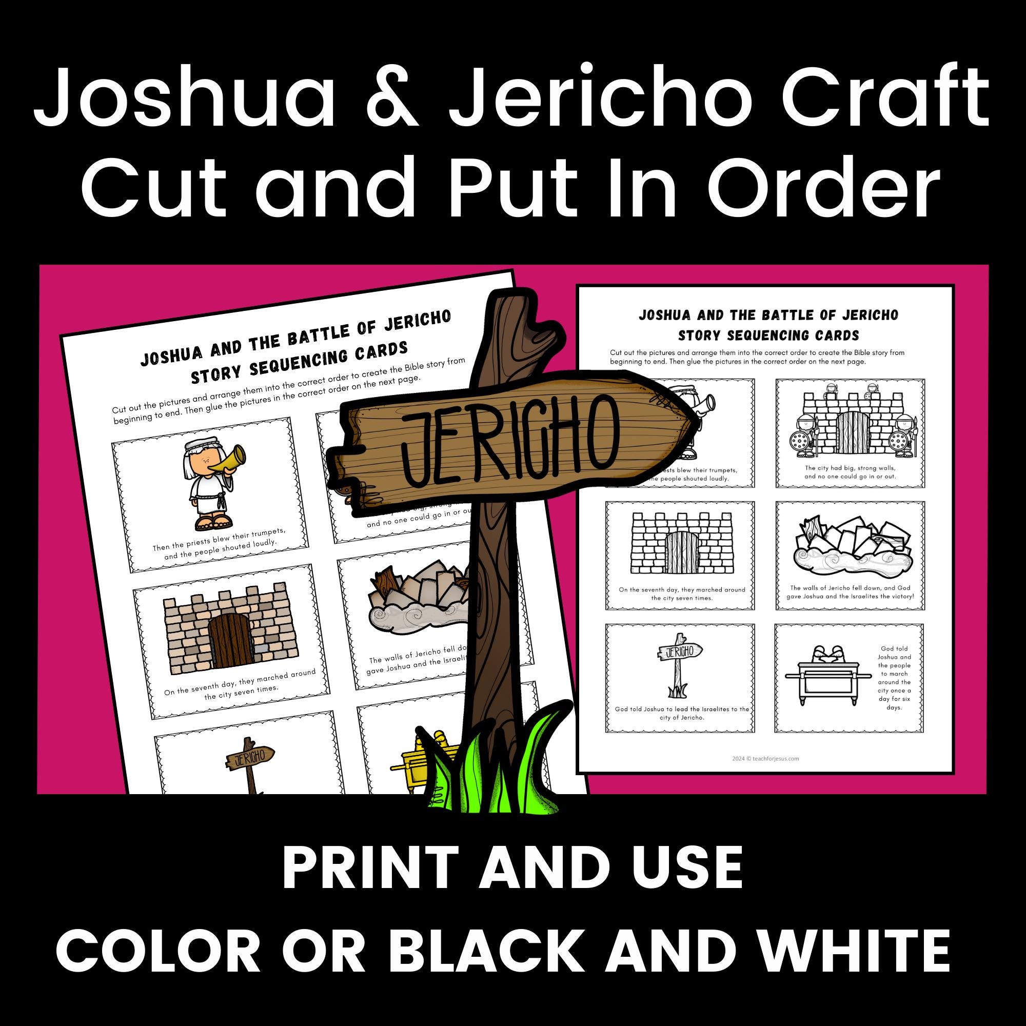Joshua and the Battle of Jericho Bible Story Sequencing Cards for ...