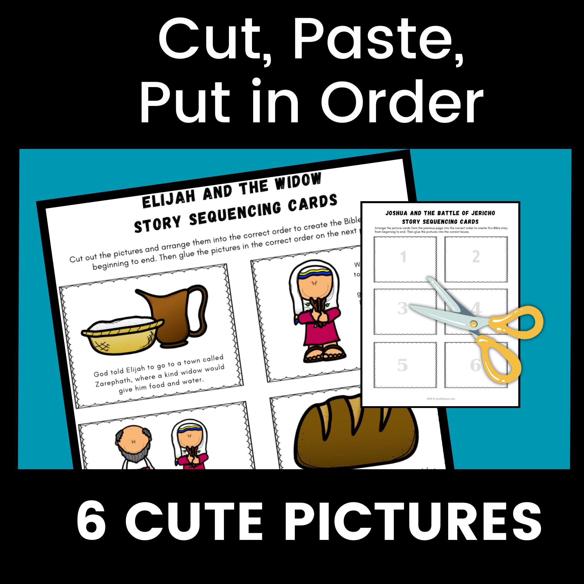 Elijah and the Widow Easy Bible Craft and Story Sequencing Cards for ...