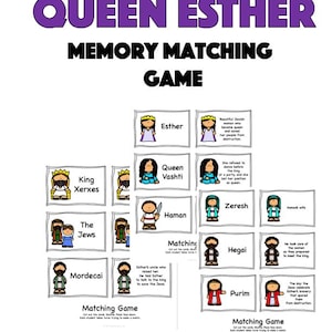 Queen Esther Memory Match Game for Preschool and Sunday School Bible ...