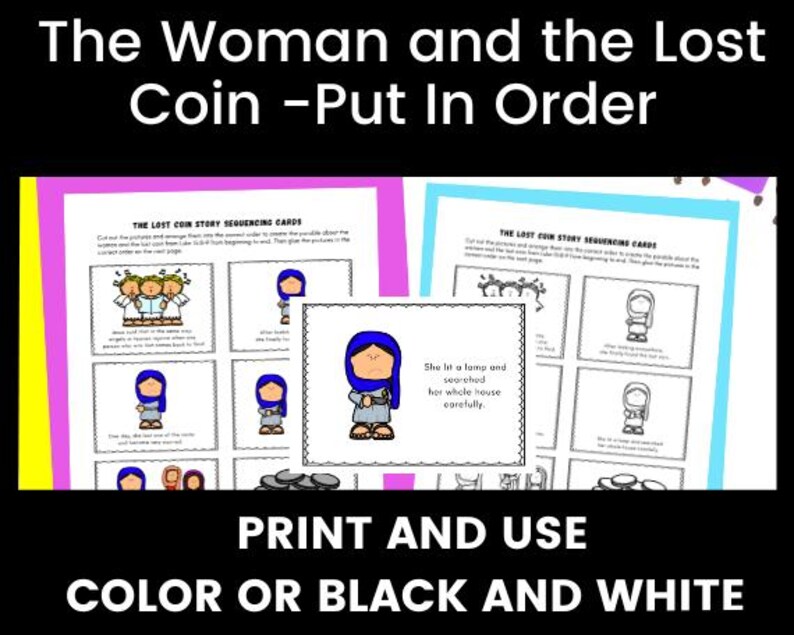 The Woman and the Lost Coin Parable of Jesus Bible Story Sequencing ...