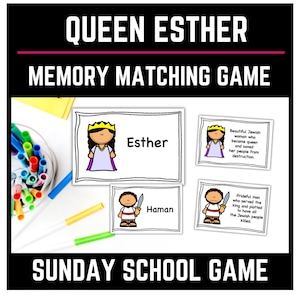 Queen Esther Memory Match Game for Preschool and Sunday School Bible ...