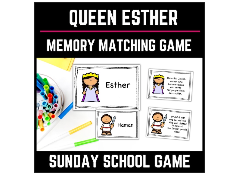 Queen Esther Memory Match Game for Preschool and Sunday School Bible ...