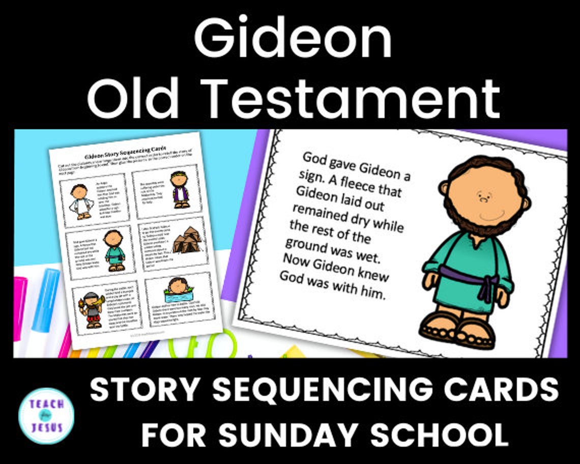 Gideon Old Testament Bible Story Sequencing Cards for Sunday School ...