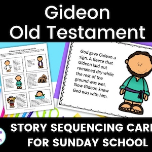 Gideon Old Testament Bible Story Sequencing Cards for Sunday School ...