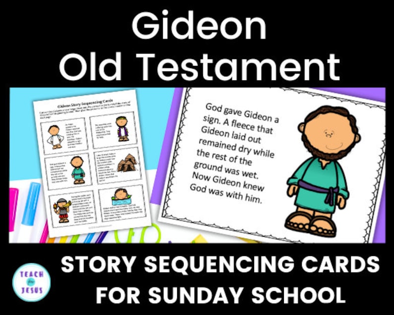 Gideon Old Testament Bible Story Sequencing Cards for Sunday School ...
