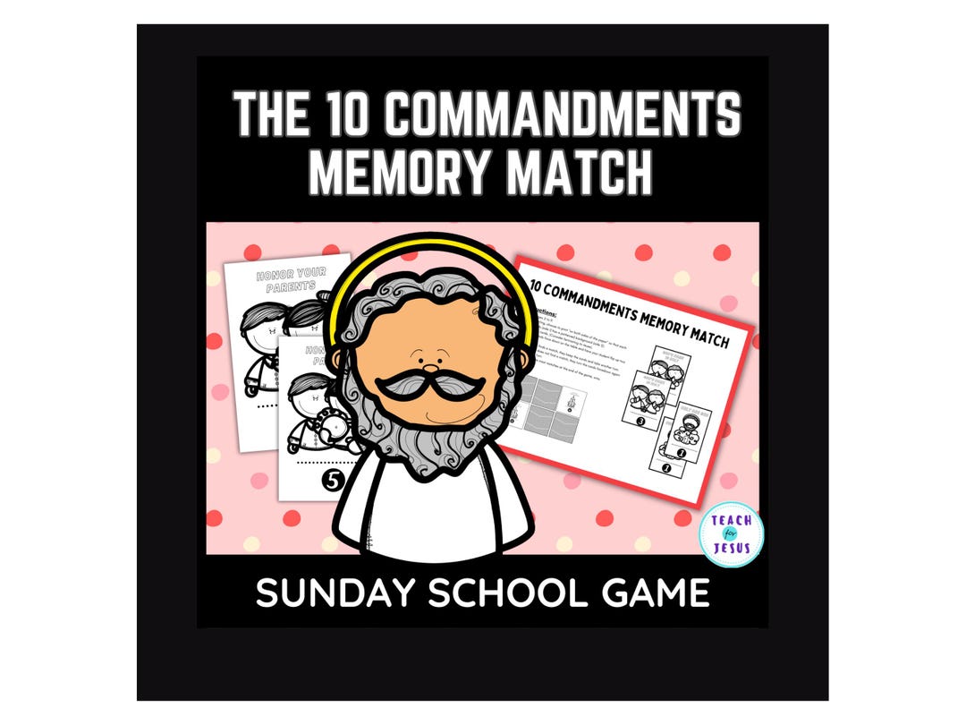 Ten Commandments Memory Match Game for Sunday School Kids to Review the ...