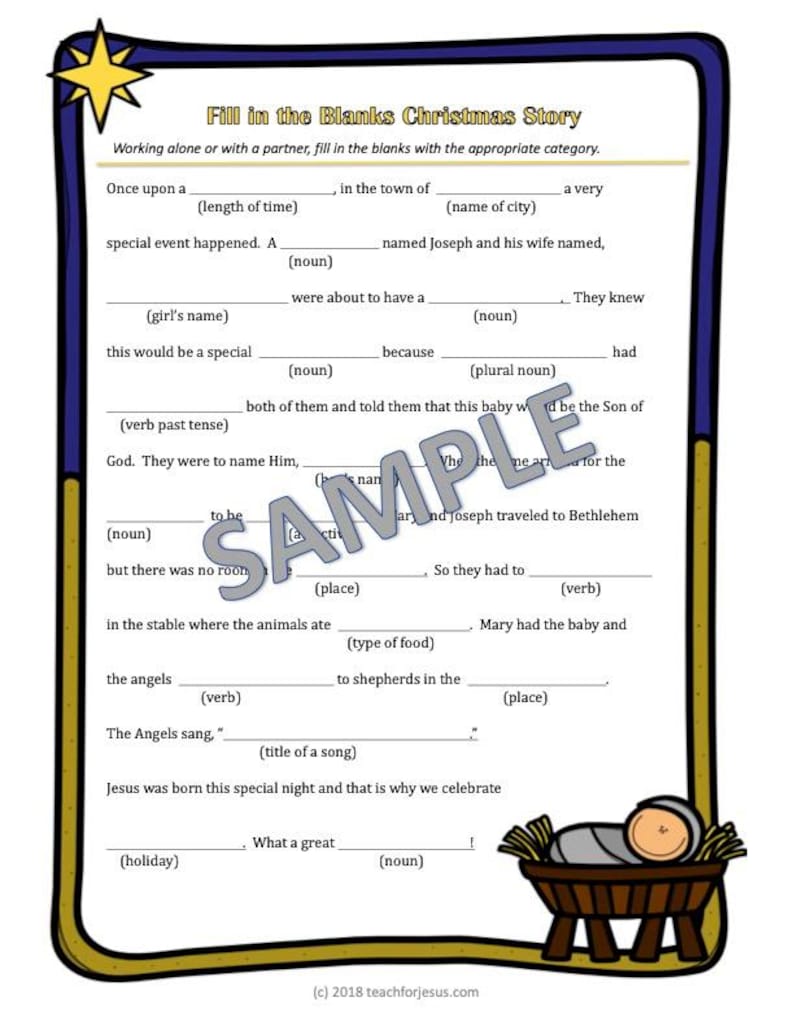 Christmas Game Printable A Nativity Story for Kids, Christmas Sunday ...