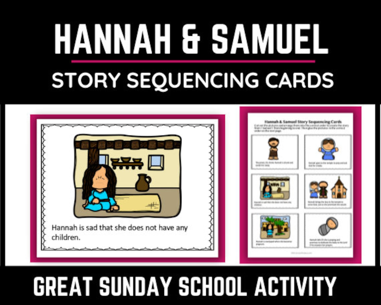 Hannah and Samuel Bible Story Sequencing Cards for Sunday School ...