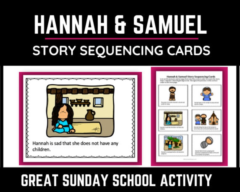 Hannah and Samuel Bible Story Sequencing Cards for Sunday School ...