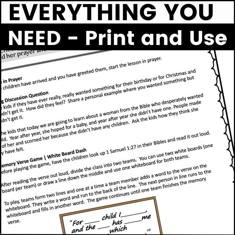 Sunday School Lesson About Hannah and Samuel - for This Child I Have ...