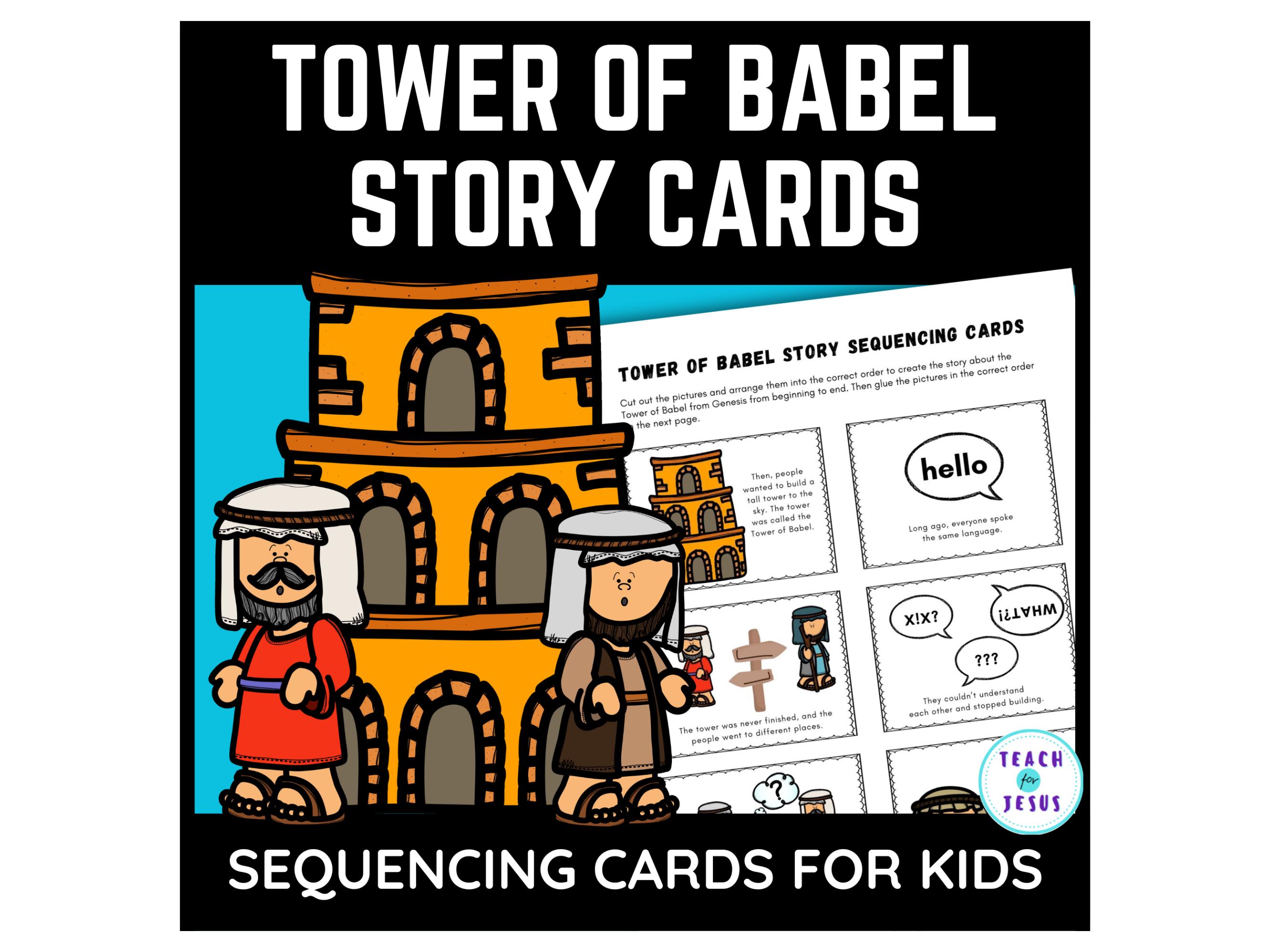 The Tower of Babel Bible Story Sequencing Cards for Sunday School ...