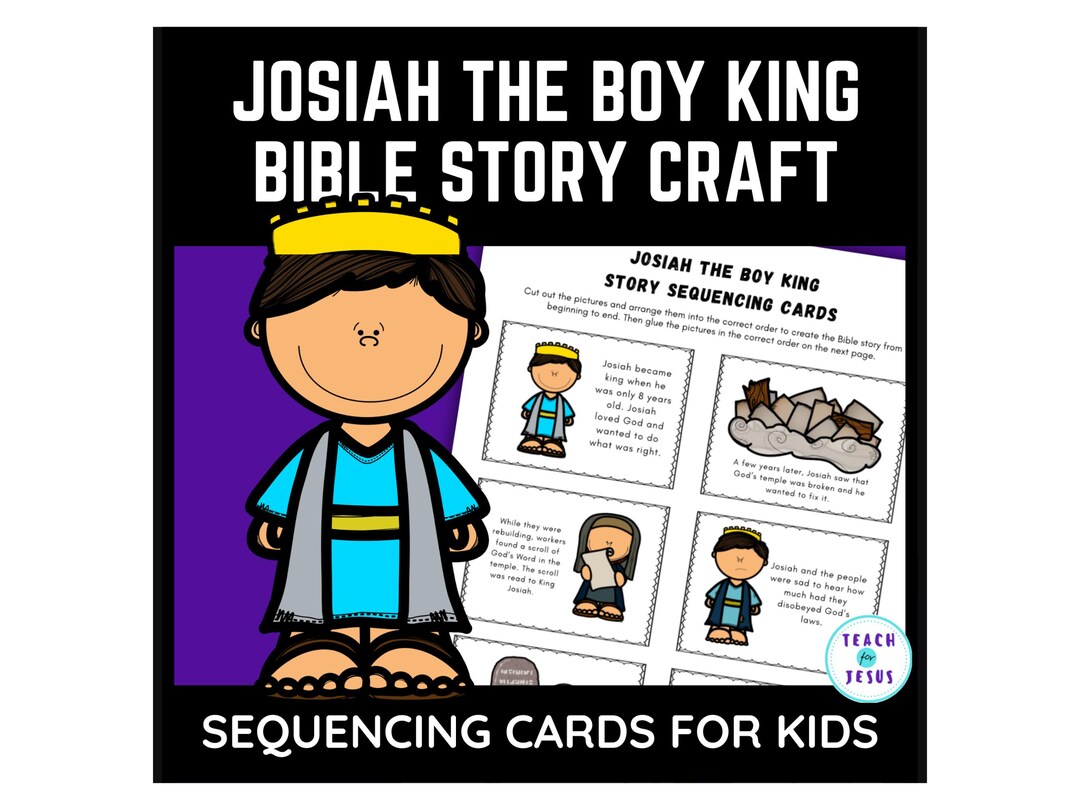 Josiah the Boy King Bible Story Sequencing Cards for Sunday School ...