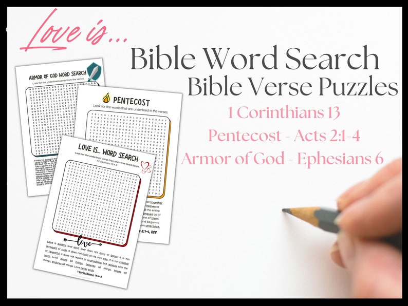 Word Search for Sunday School About the Armor of God, 1 Corinthians 13 ...