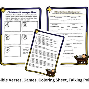 Christmas Nativity Sunday School Lesson, Games and Activities (print ...