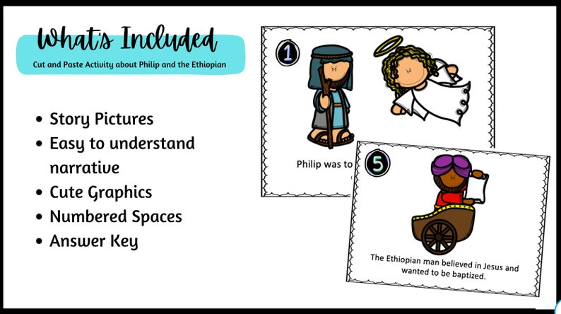 Philip and the Ethiopian Bible Story Sequencing Cards for Sunday School ...