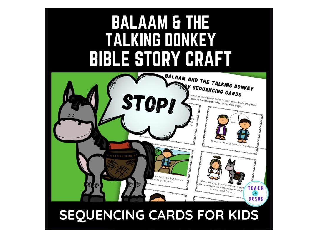Balaam and the Talking Donkey Bible Story Sequencing Cards for Sunday ...
