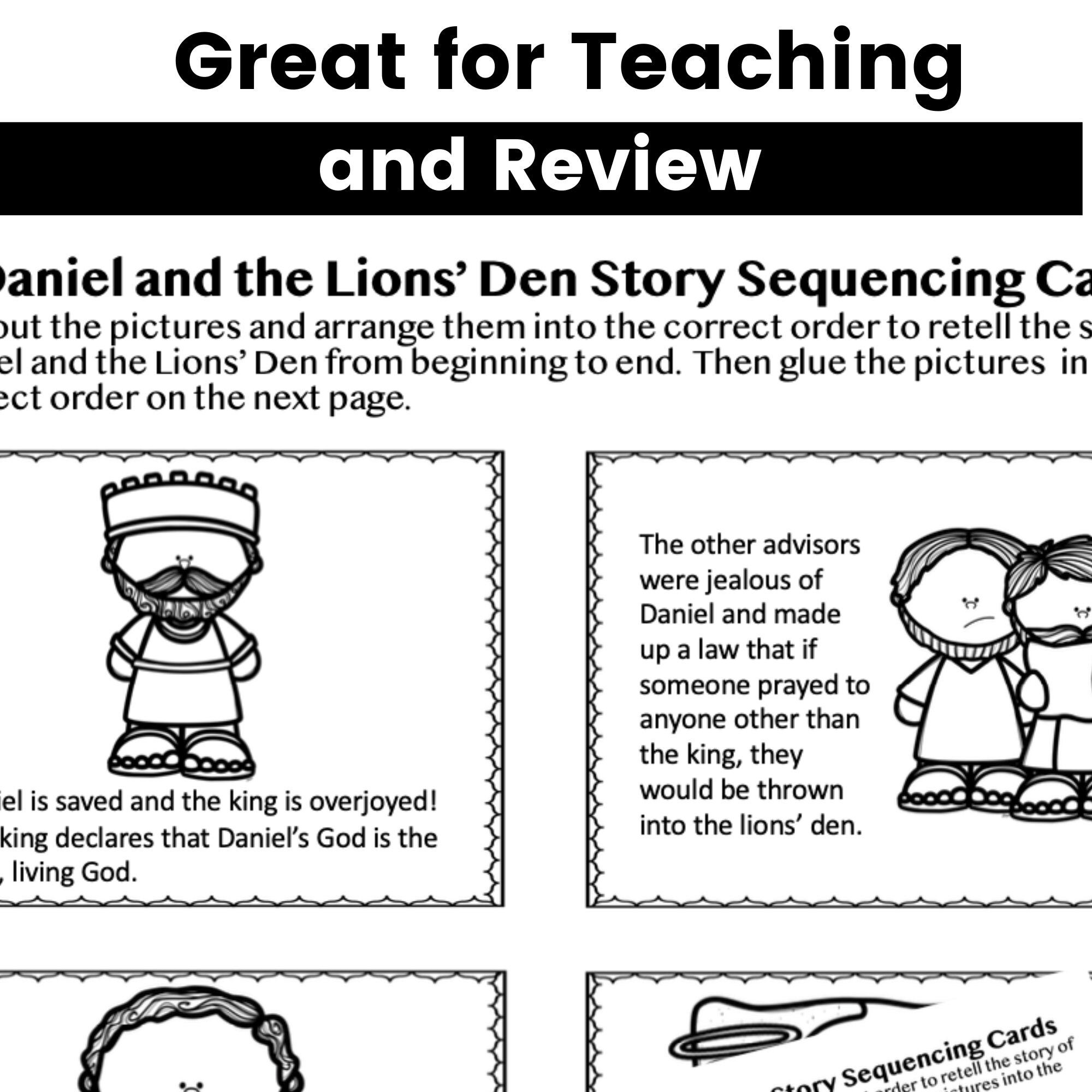 Old Testament Bible Story Sequencing Cards for Sunday School Lessons ...