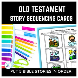 Old Testament Bible Story Sequencing Cards for Sunday School Lessons ...