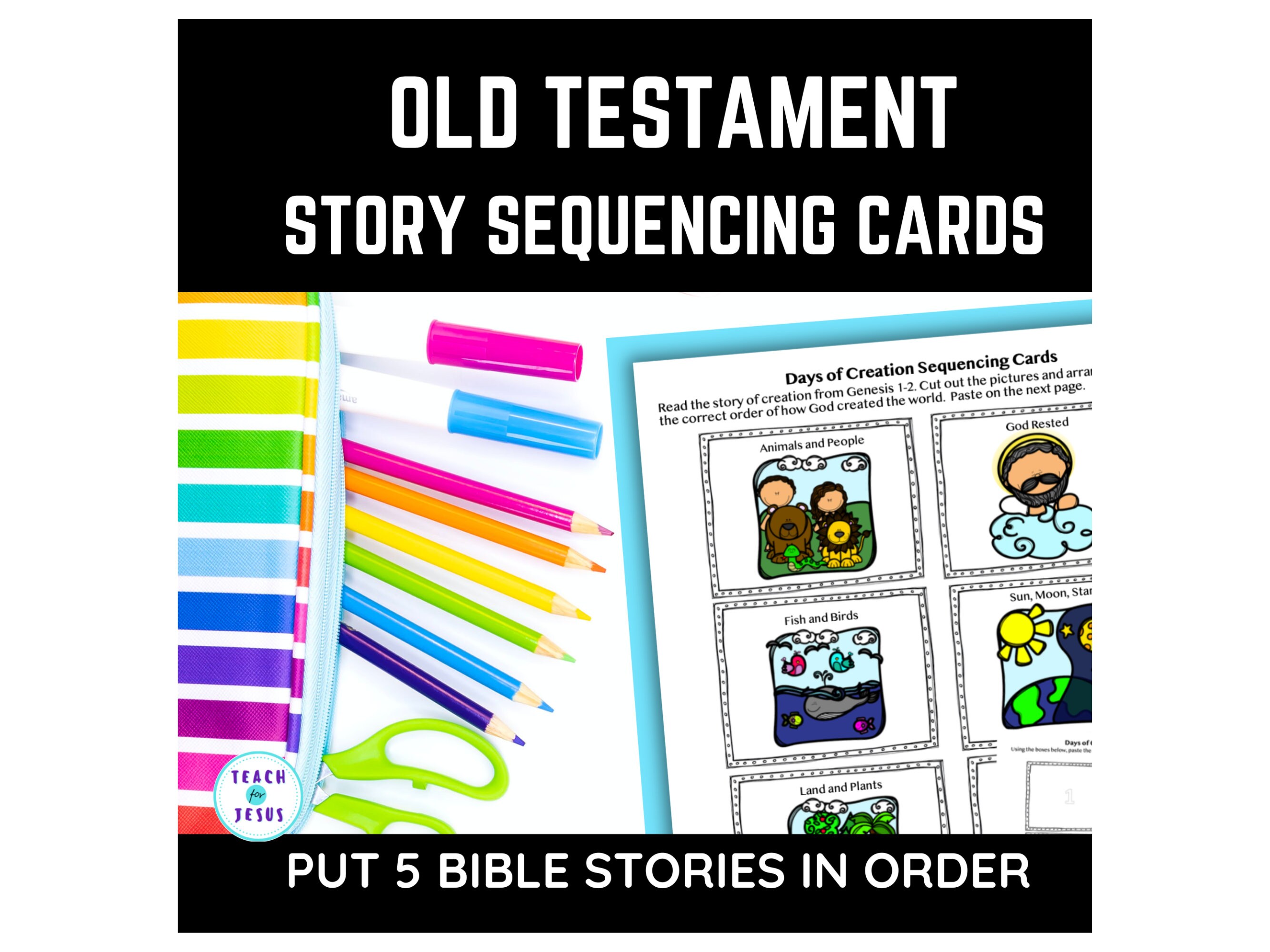 Old Testament Bible Story Sequencing Cards for Sunday School Lessons ...