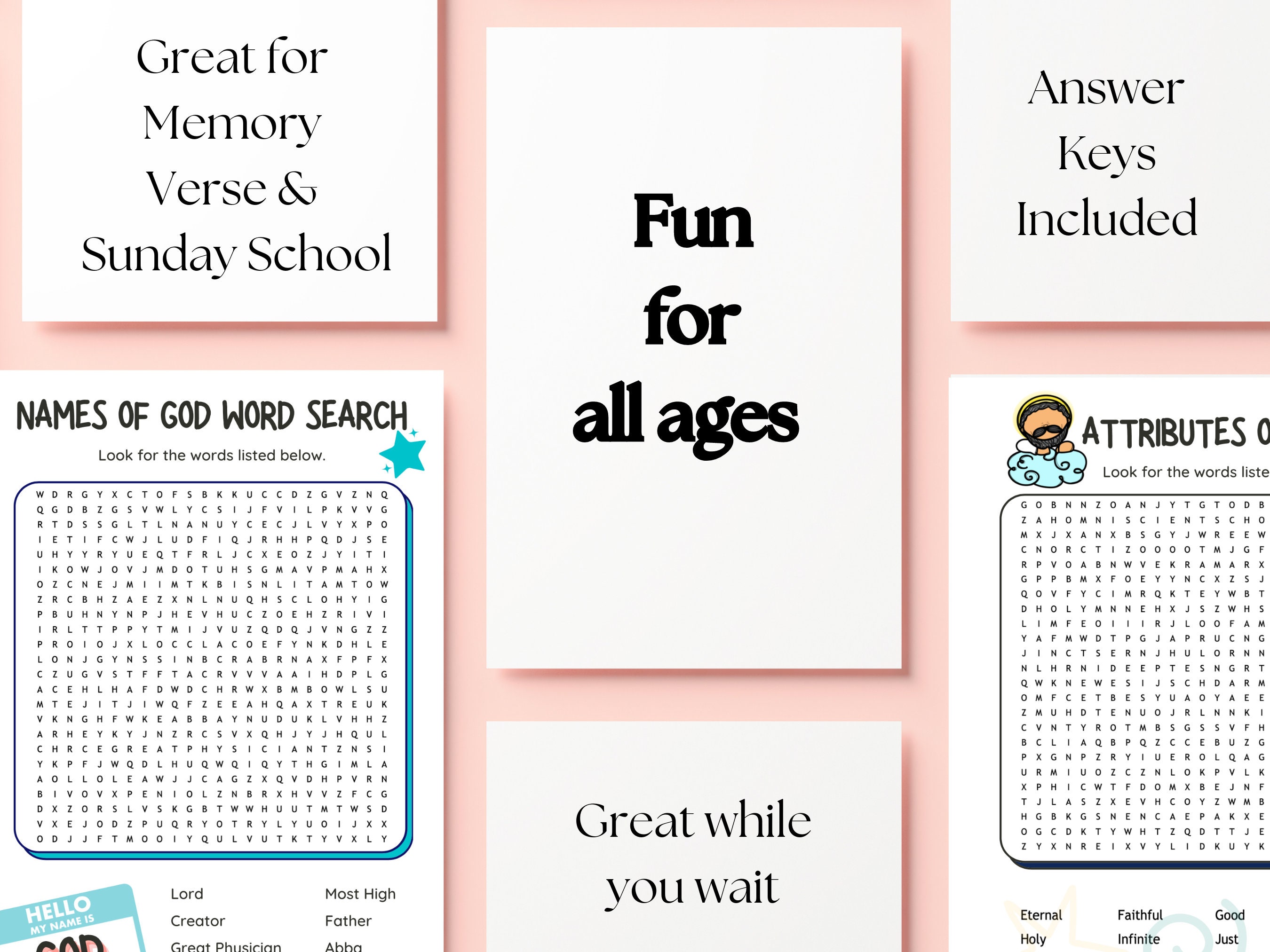 Word Search for Sunday School About the Names of God and the - Etsy