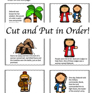 Deborah and Barak Bible Story Sequencing Cards for Sunday School ...