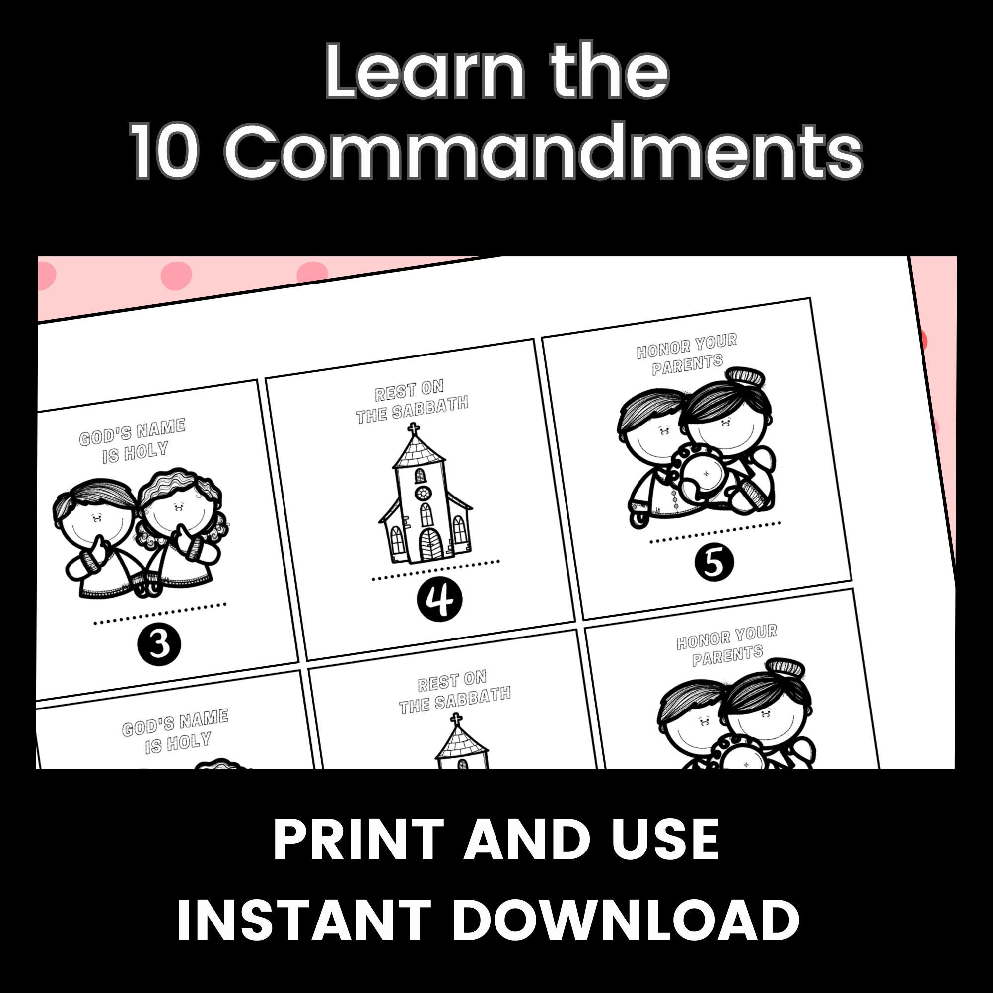 Ten Commandments Memory Match Game for Sunday School Kids to Review the ...