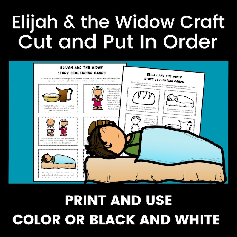 Elijah and the Widow Easy Bible Craft and Story Sequencing Cards for ...