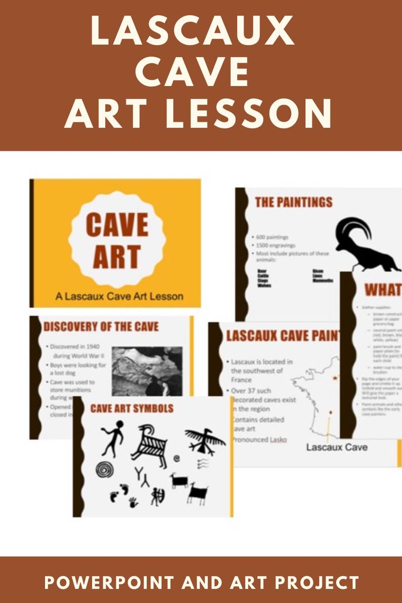 Lascaux Cave History and Art Lesson Easy Art Lesson for Elementary or ...