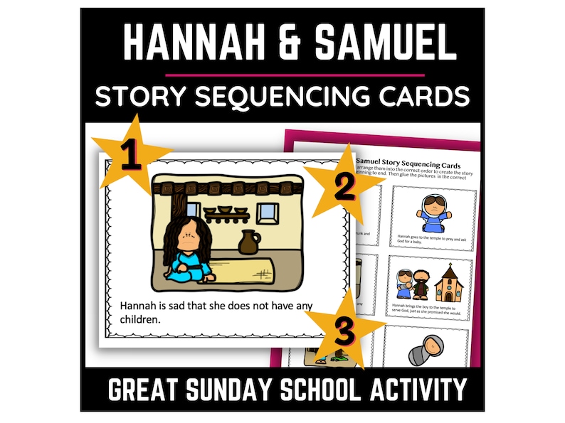 Hannah and Samuel Bible Story Sequencing Cards for Sunday School ...