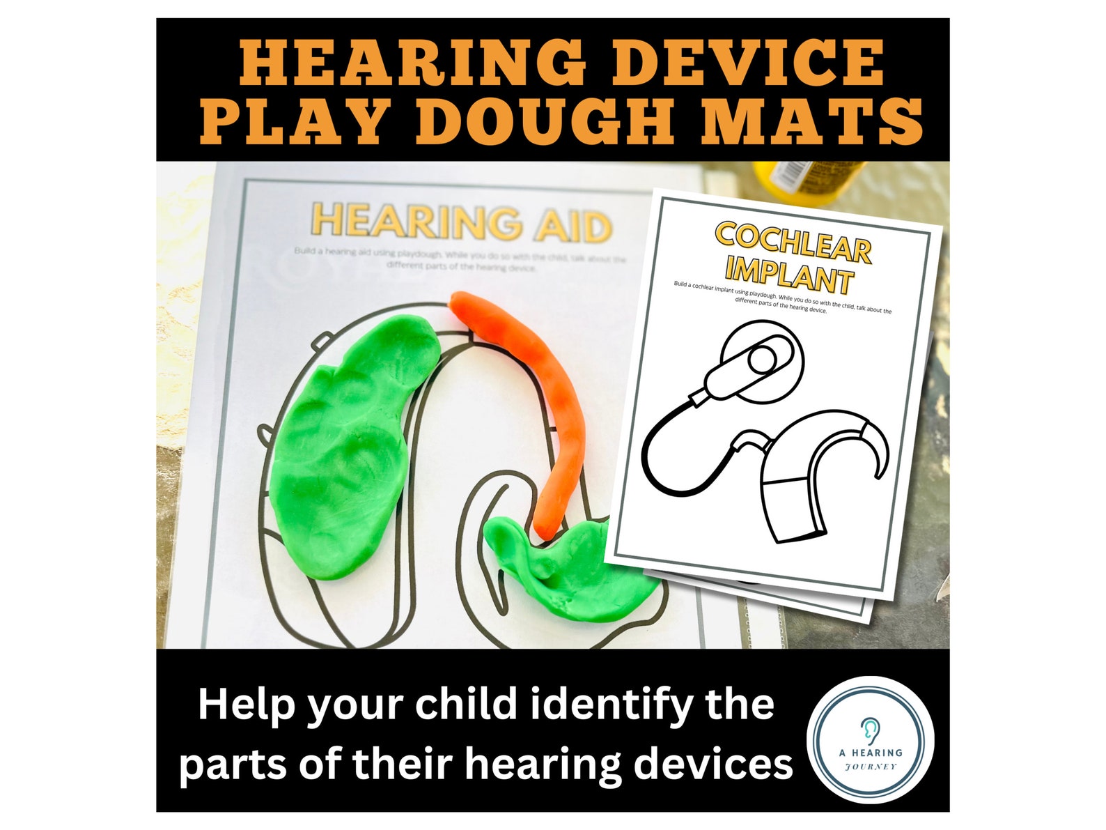 Hearing Aid Play Dough Mats Listening Activity for Preschool Kids and ...