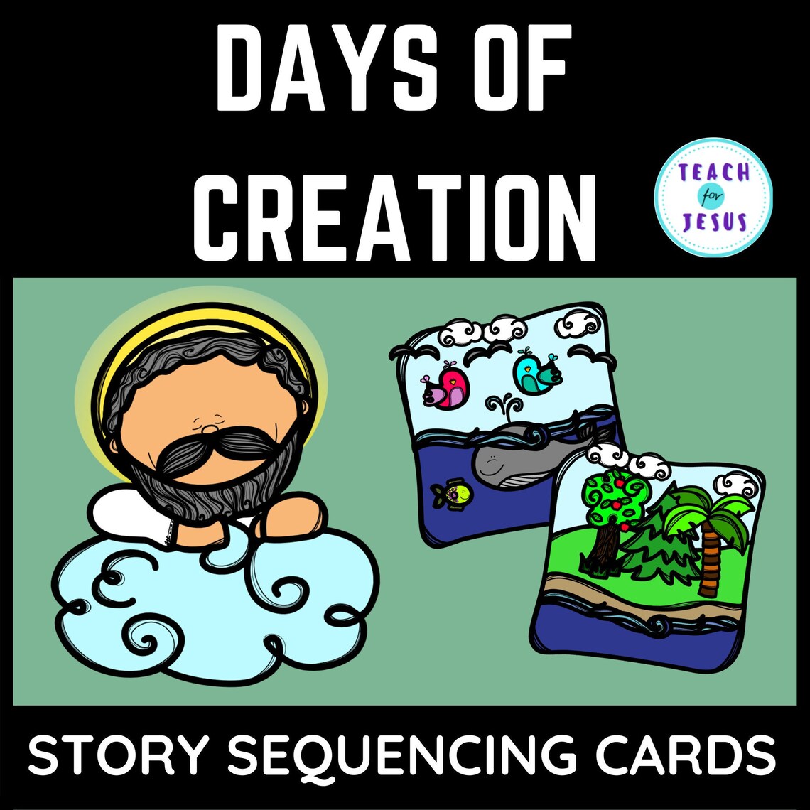Days of Creation Bible Story Sequencing Cards for Kids for Sunday ...