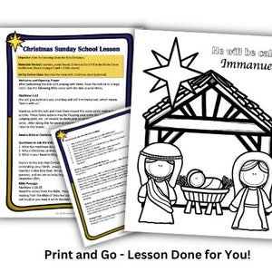 Christmas Nativity Sunday School Lesson, Games and Activities (print ...