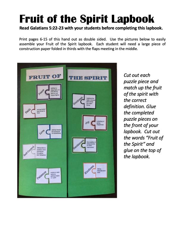 Fruit of the Spirit Craft Activity for Sunday School Kids Printable ...