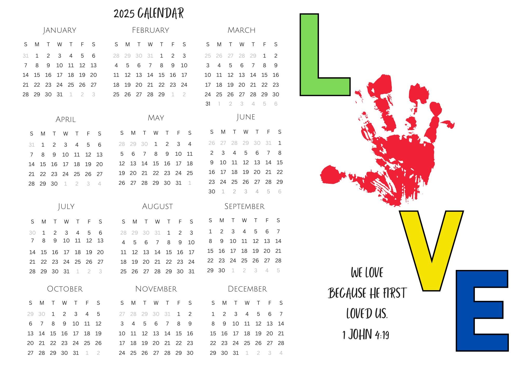 Handprint Craft Calendar 2025 Christmas Gift From Baby or Toddler Child ...