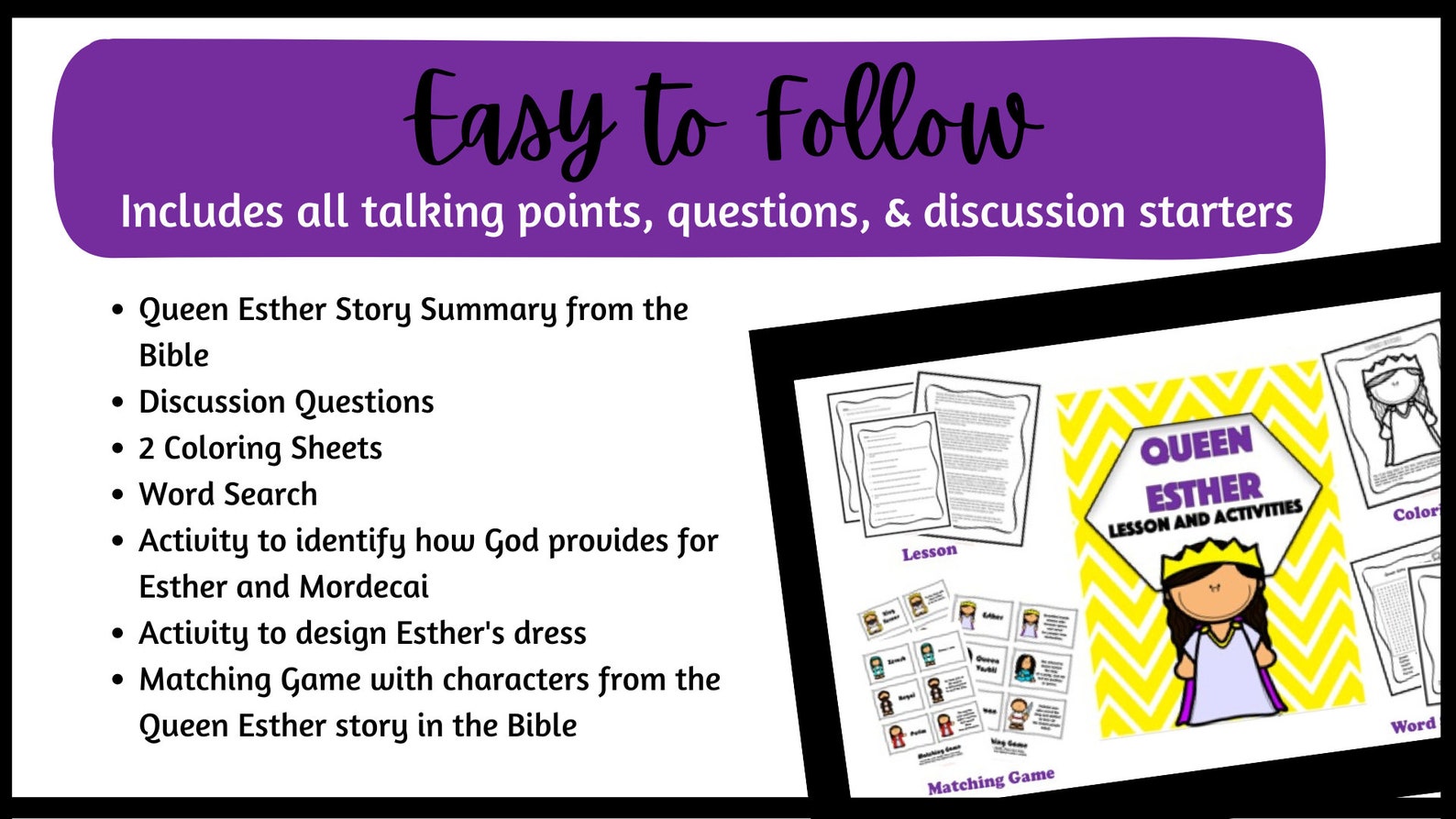 Queen Esther Sunday School Lesson - Bible Story & Activities Instant ...