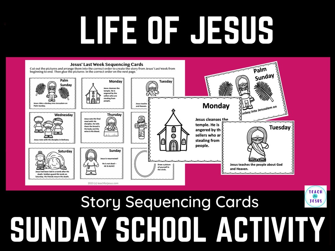 Life of Jesus Story Sequencing Activity for Sunday School, Bible ...